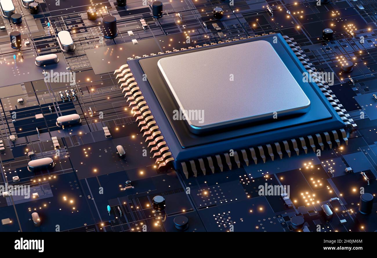 3D illustration 5g technology smart motherboard chip creative map Stock ...