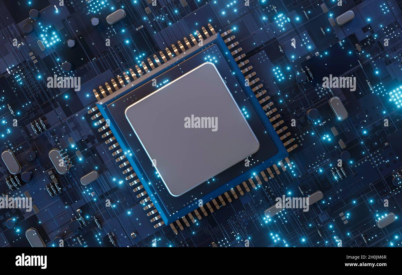 3D illustration 5g technology smart motherboard chip creative map Stock ...