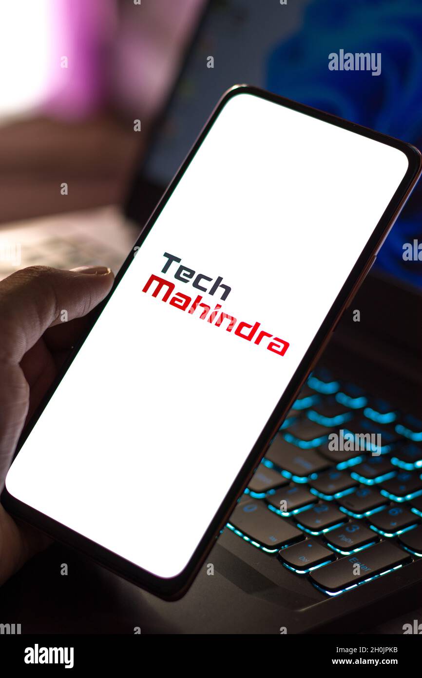 West Bangal, India - October 09, 2021 : Tech Mahindra logo on phone ...