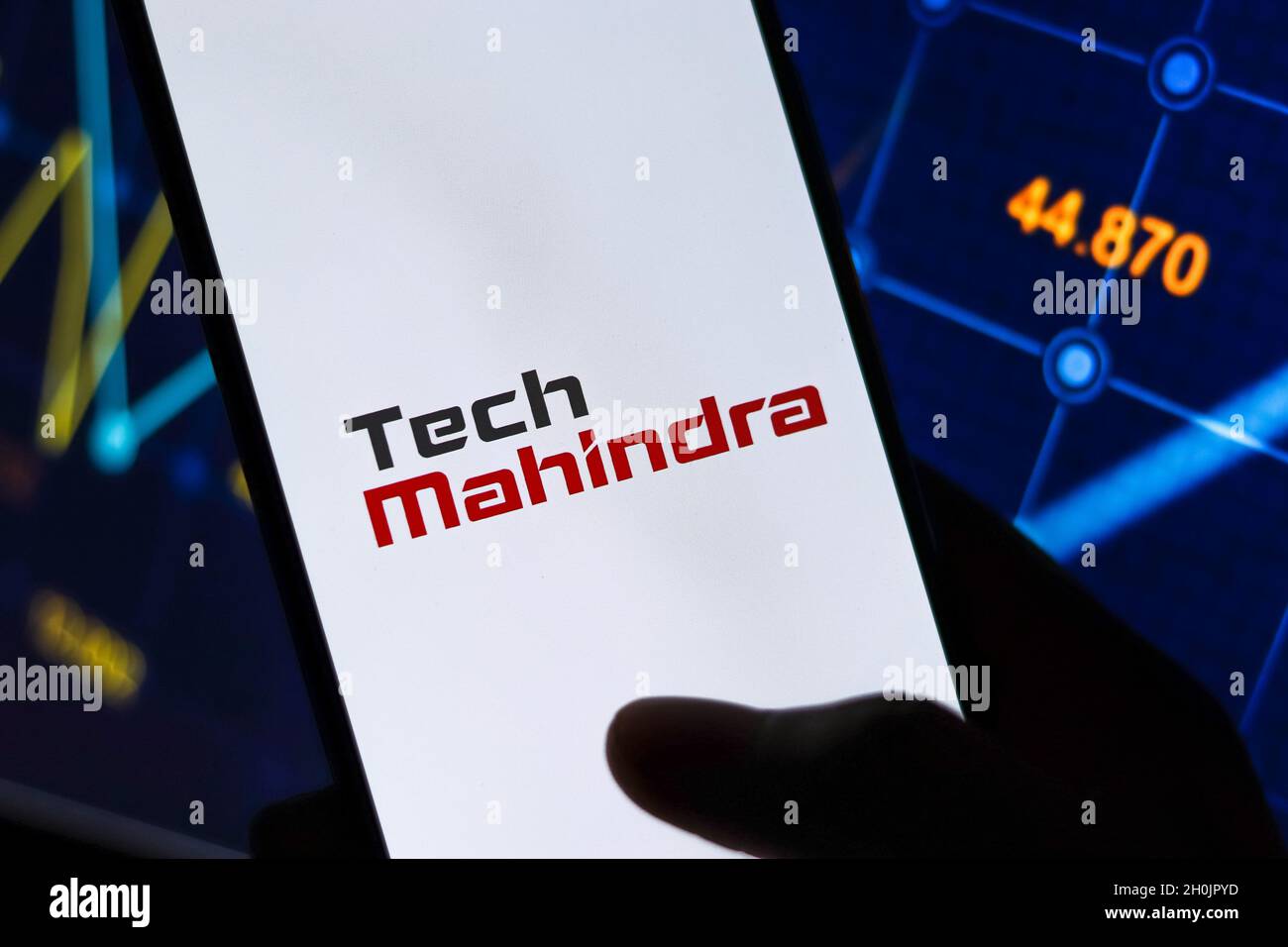 West Bangal, India - October 09, 2021 : Tech Mahindra logo on phone ...
