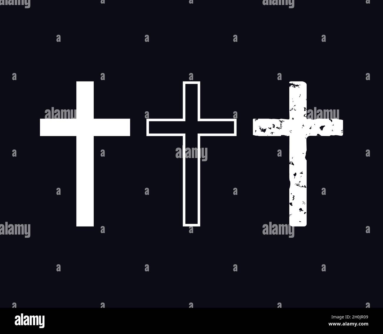 Set of hand-drawn black grunge cross icons, collection of simple ...