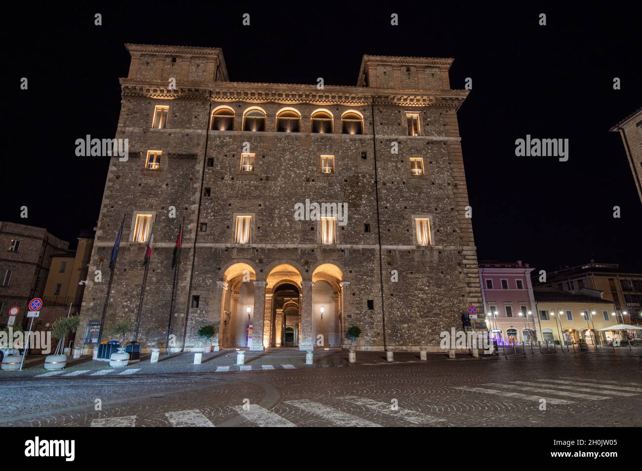 terni,italy october 12 2021:municipality of Terni at night with its ...