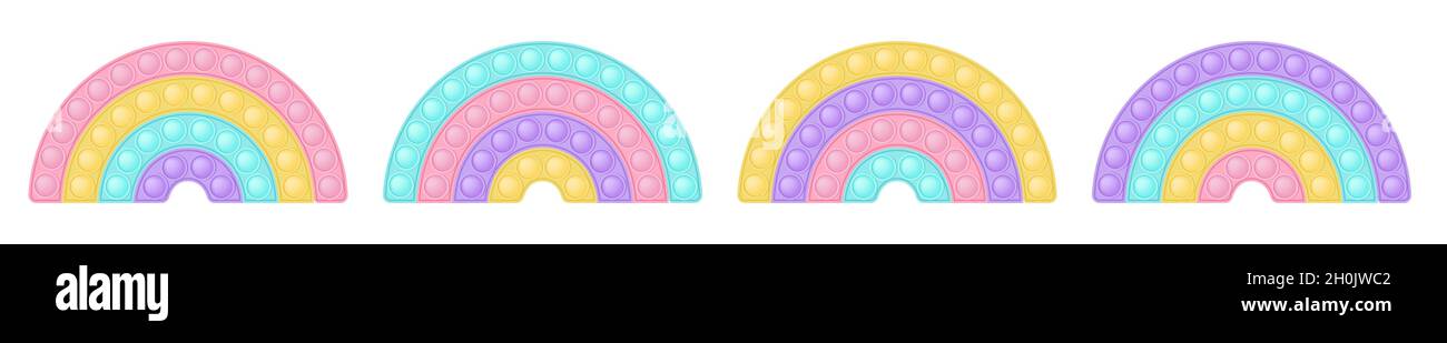 Set of popit rainbows as a fashionable silicon fidget toys. Antistress ...
