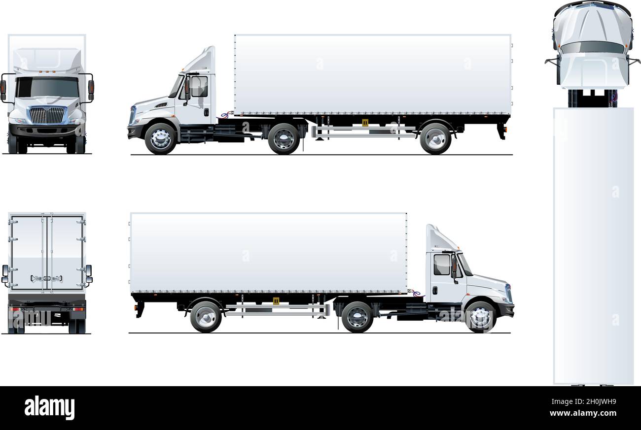 Vector semi truck template isolated on white. Available EPS-10 ...