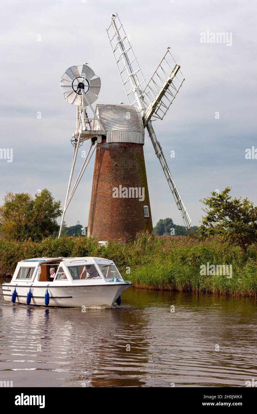 Windmill in the Norfolk Broads, United Kingdom - a network of shallow ...