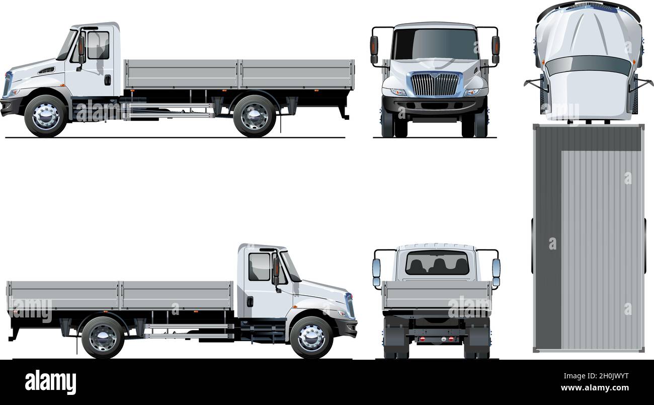 Vector flatbed truck template isolated on white for car branding and ...