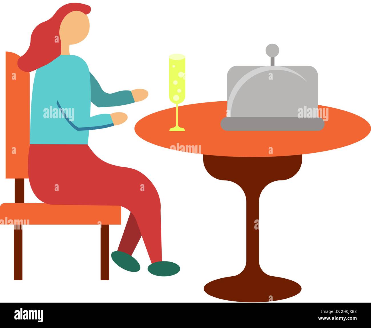 Woman eating white dining Stock Vector Images - Alamy