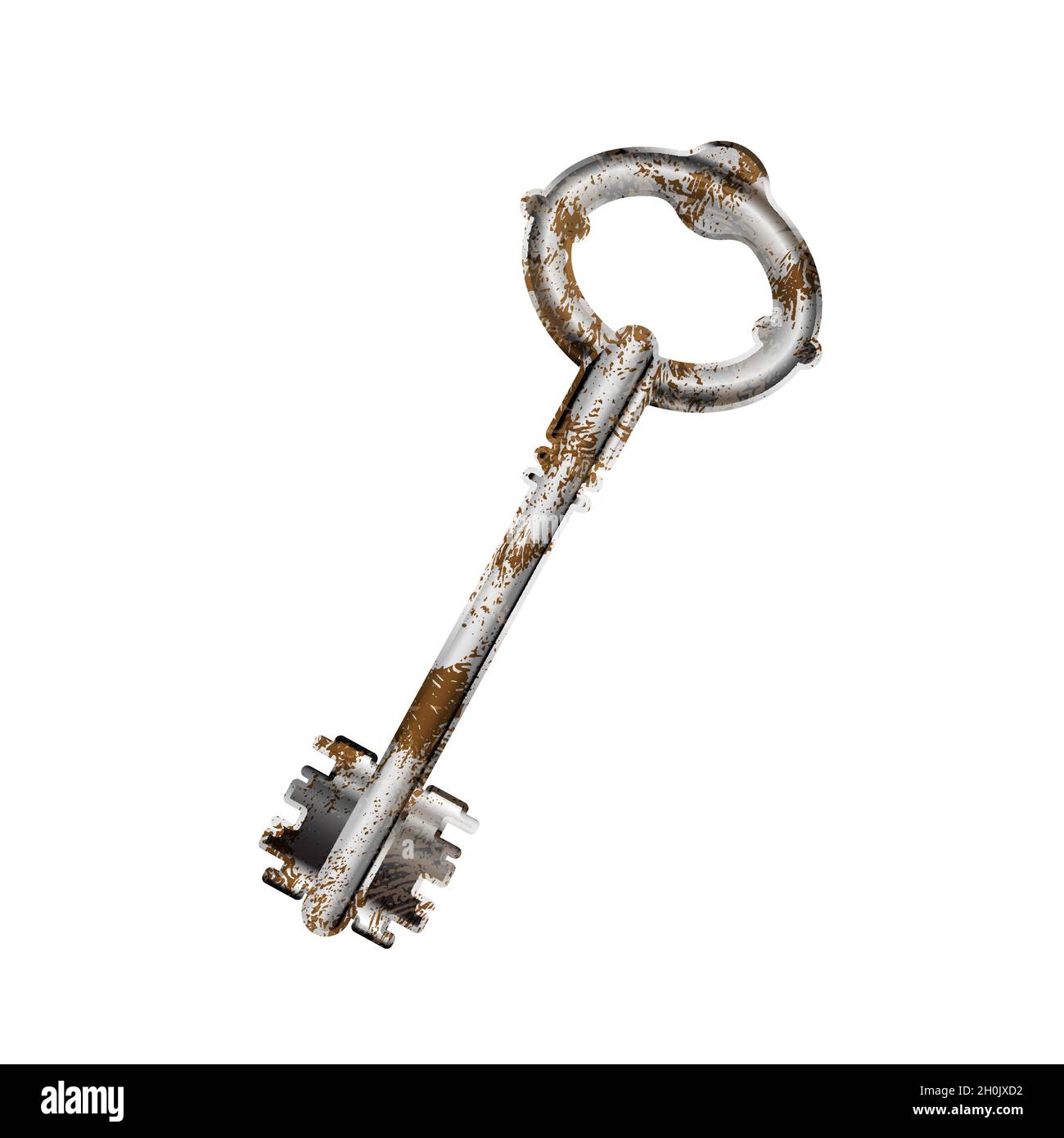 Old antique metal door key with rust on white Stock Vector Image & Art ...