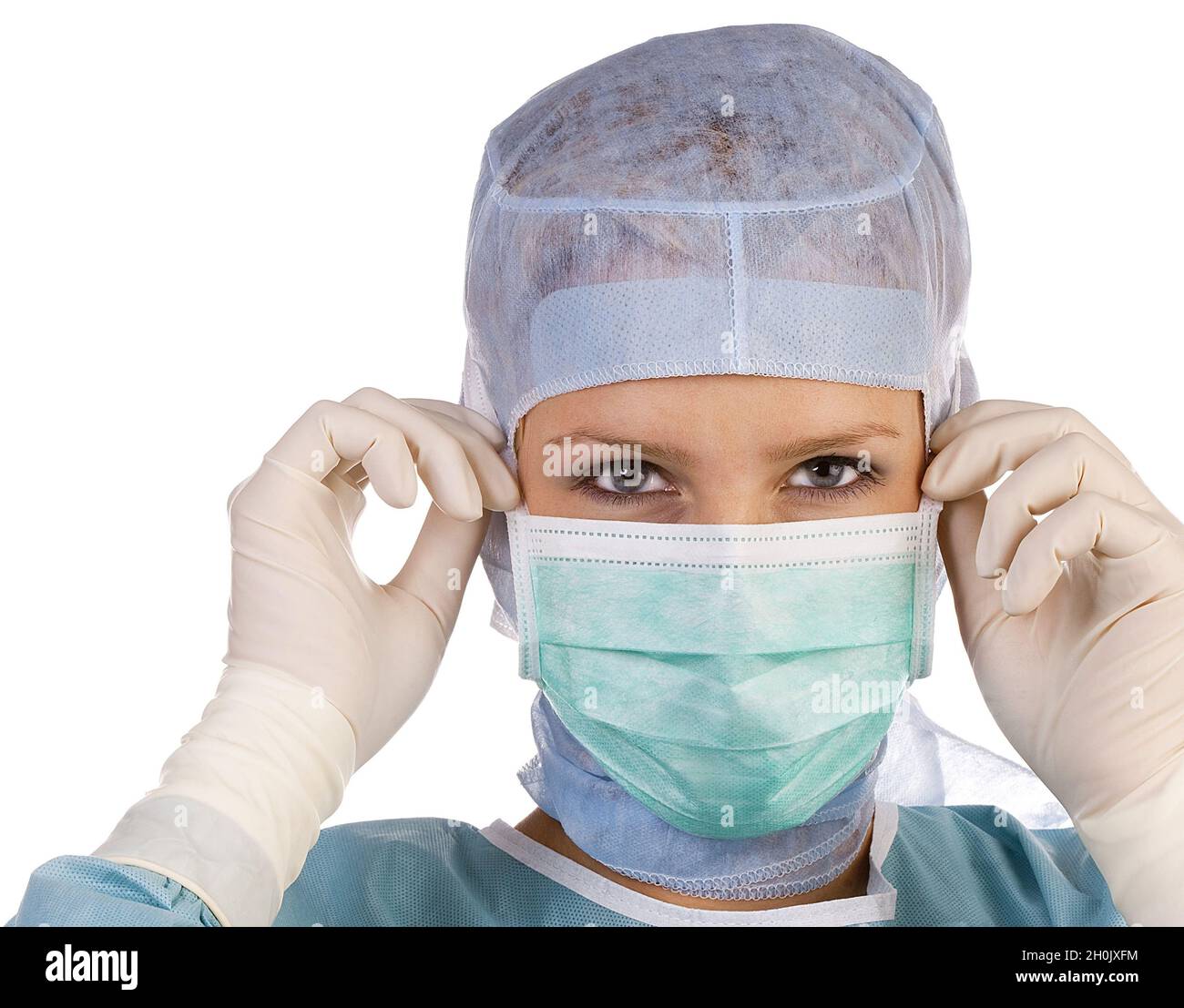 young operating room nurse with surgical mask and nurses cap Stock ...
