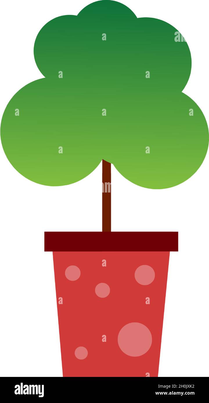 Tree in pot vector icon flowerpot plant isolated Stock Vector Image ...