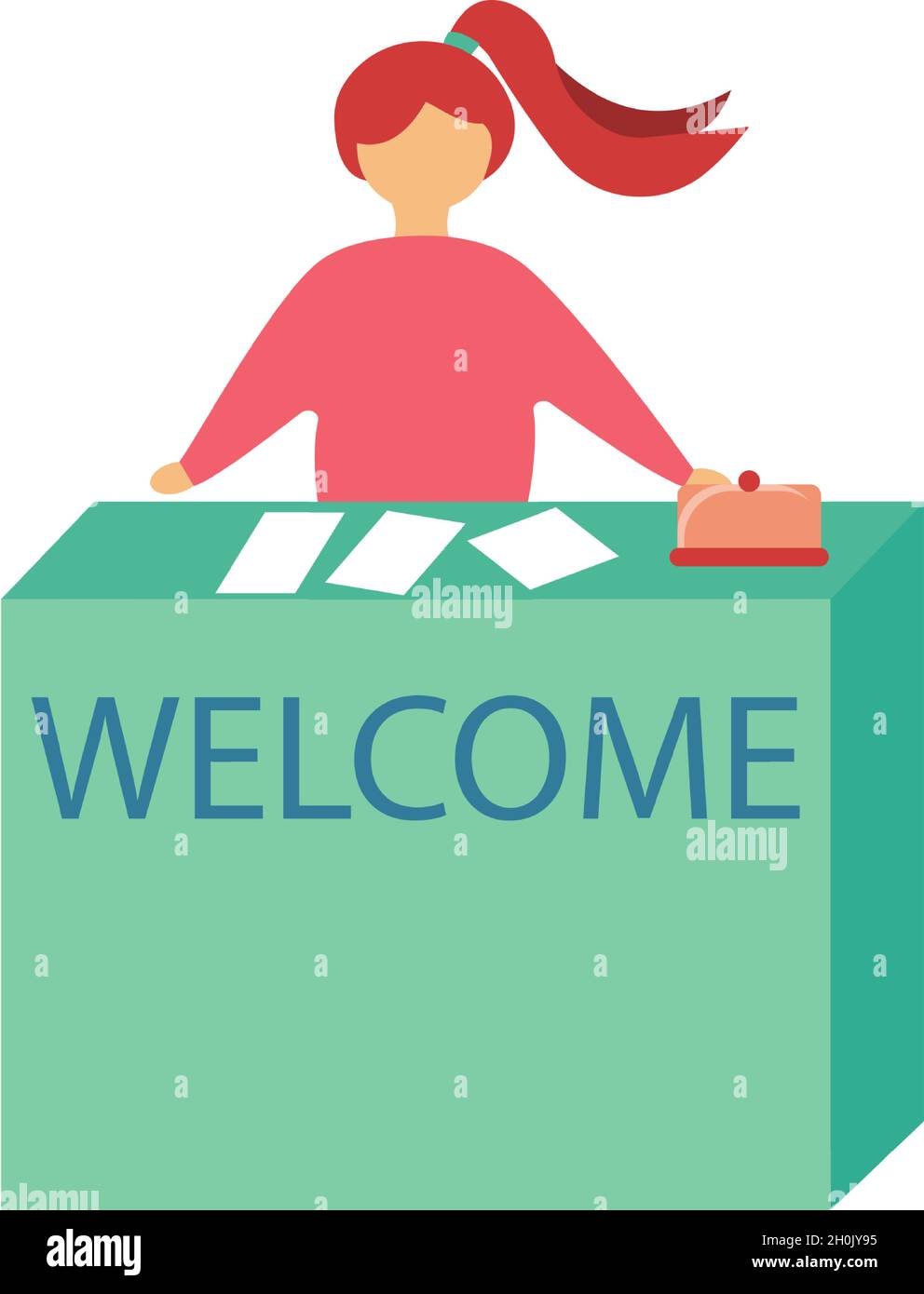 Reception registration table flat Stock Vector Images - Alamy