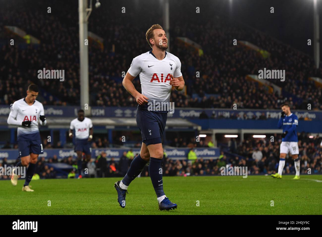 Tottenham Hotspur's Harry Kane celebrates scoring his side's sixth goal ...