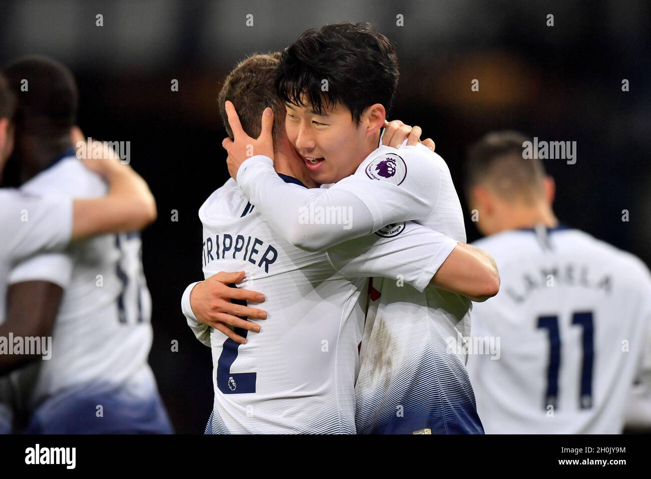 Tottenham Hotspurs Son Heung Min Celebrates Scoring His Sides Fifth