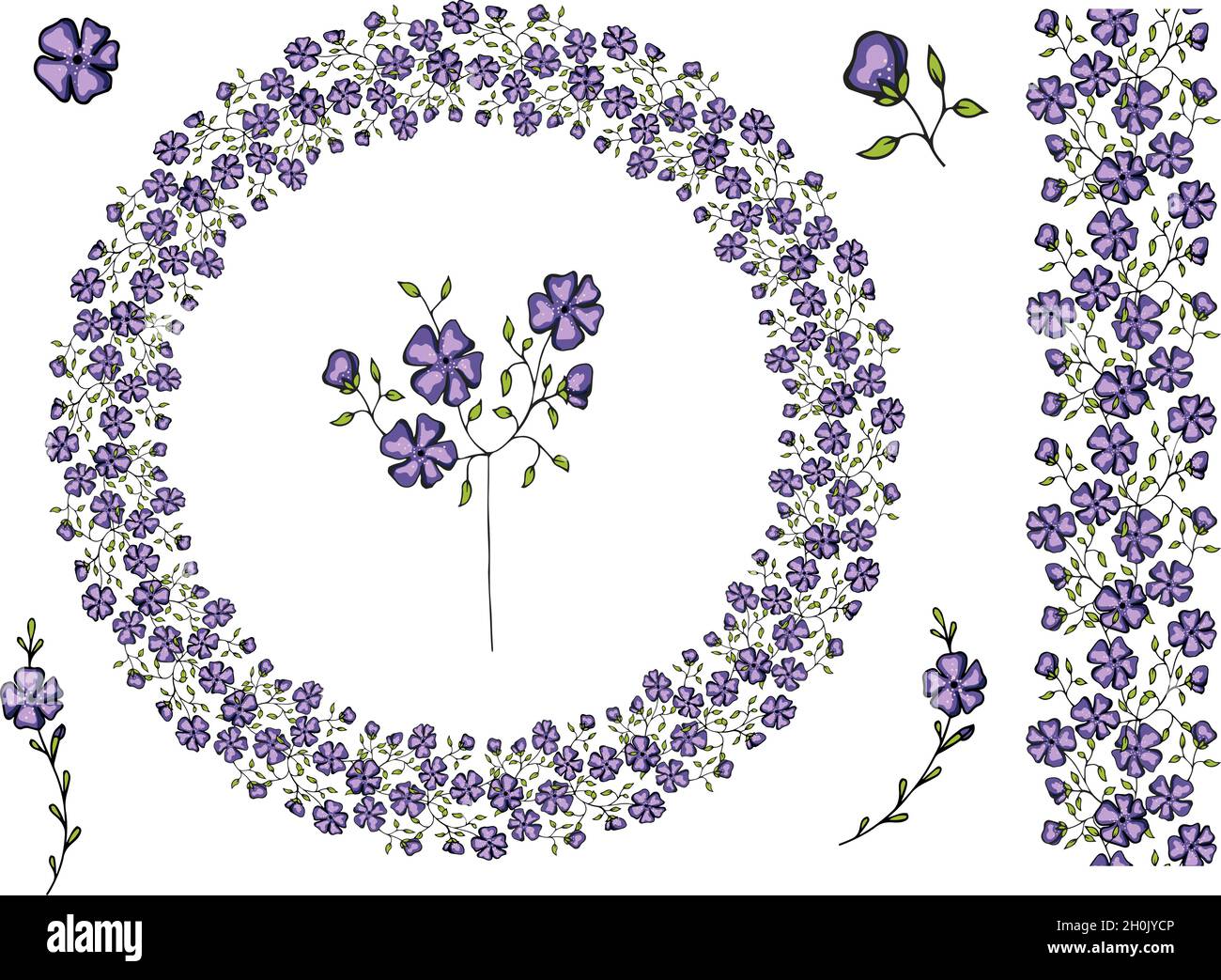 bright round floral frame with decorative color flowers Stock Vector ...