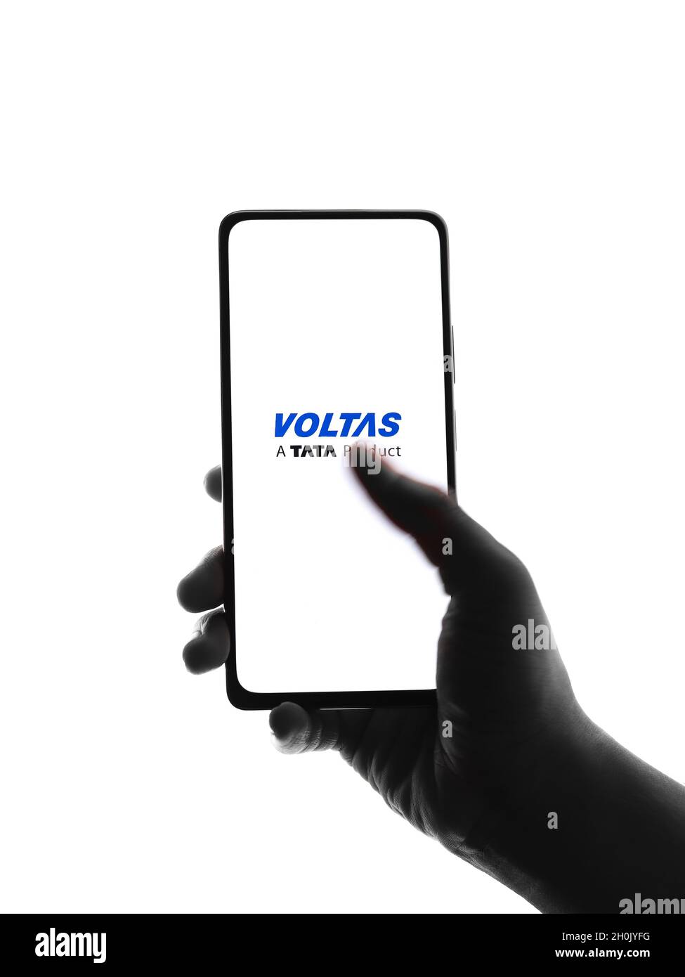 West Bangal, India - October 09, 2021 : Voltas logo on phone screen ...