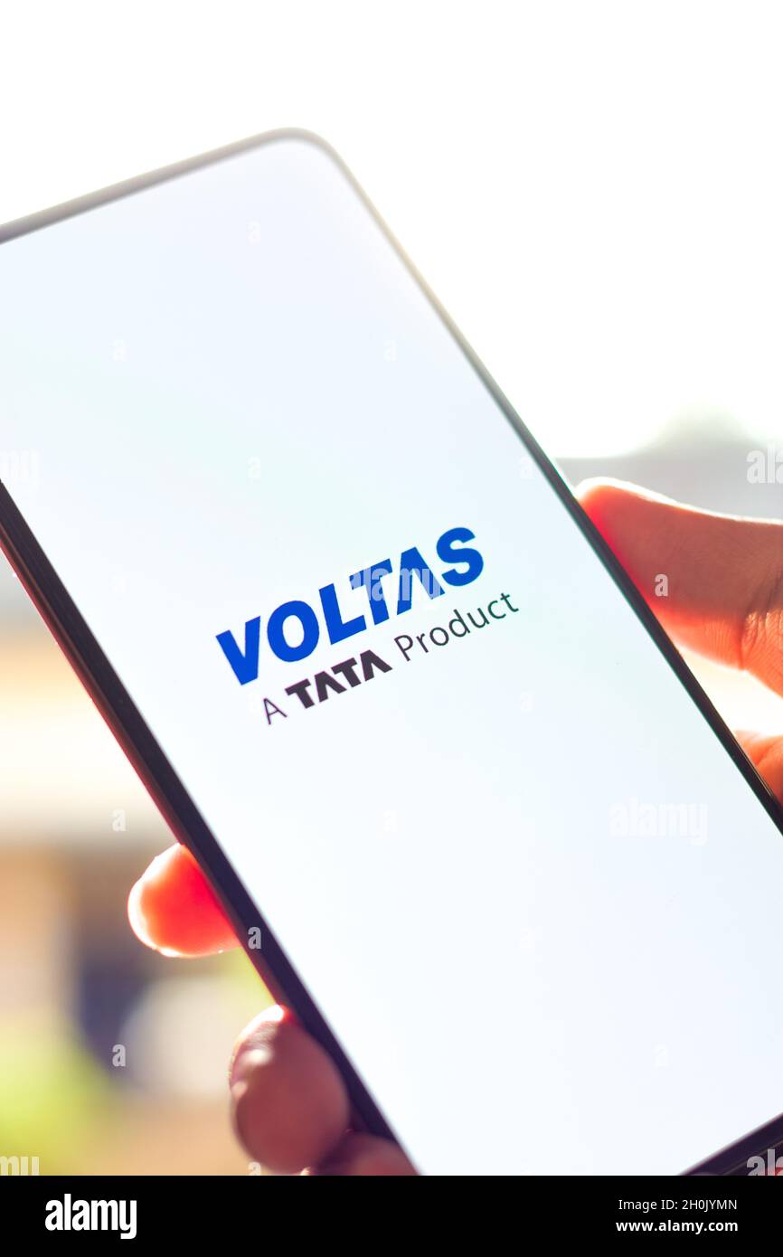West Bangal, India - October 09, 2021 : Voltas logo on phone screen ...