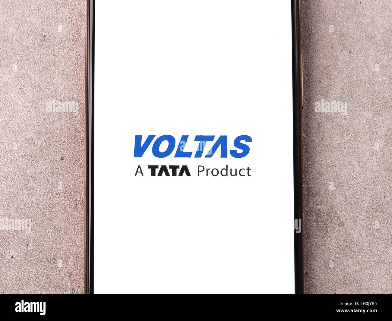 West Bangal, India - October 09, 2021 : Voltas logo on phone screen stock image Stock Photo - Alamy