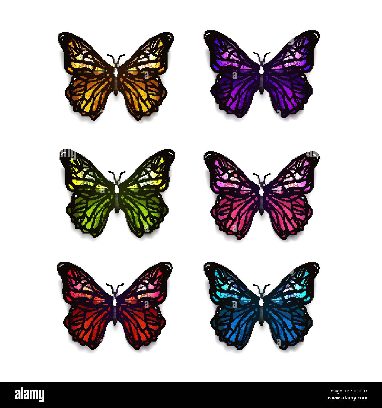 Set of different colorful butterflies on white Stock Vector Image & Art ...