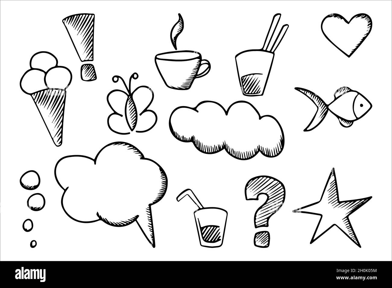 Hand drawn doodle set. Social symbols and icons Stock Vector Image ...