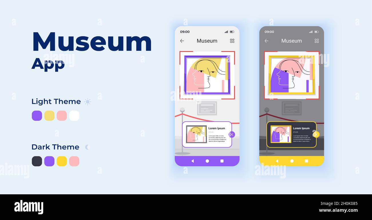 Museum cartoon smartphone interface vector templates set Stock Vector ...