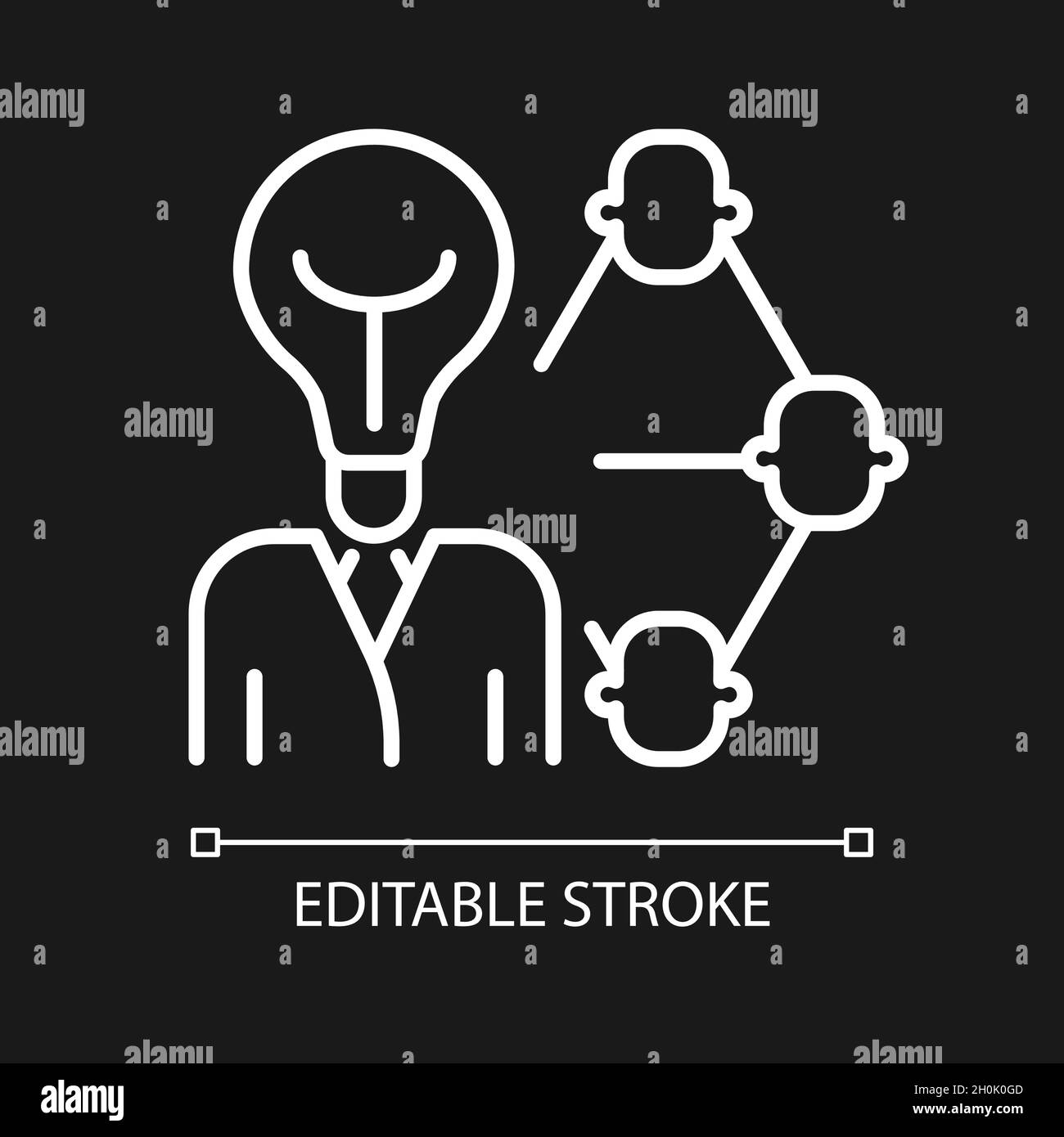 Influencing and leadership white linear icon for dark theme Stock ...