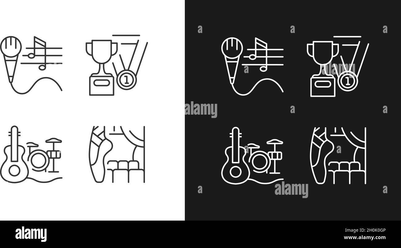 Hobby and leisure linear icons set for dark and light mode Stock Vector ...