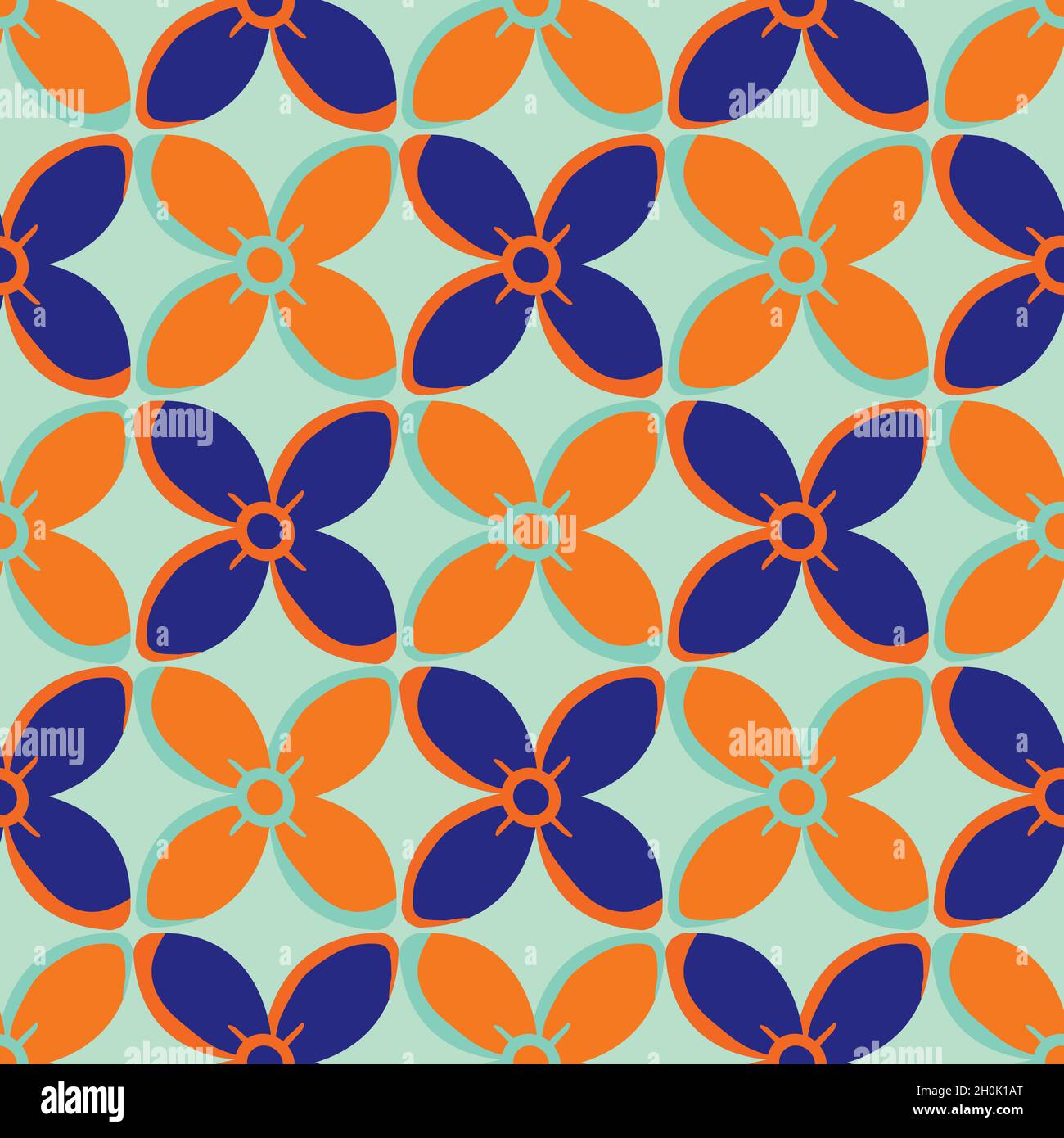 Simple medieval style stylized flowers vector pattern background. Hand ...