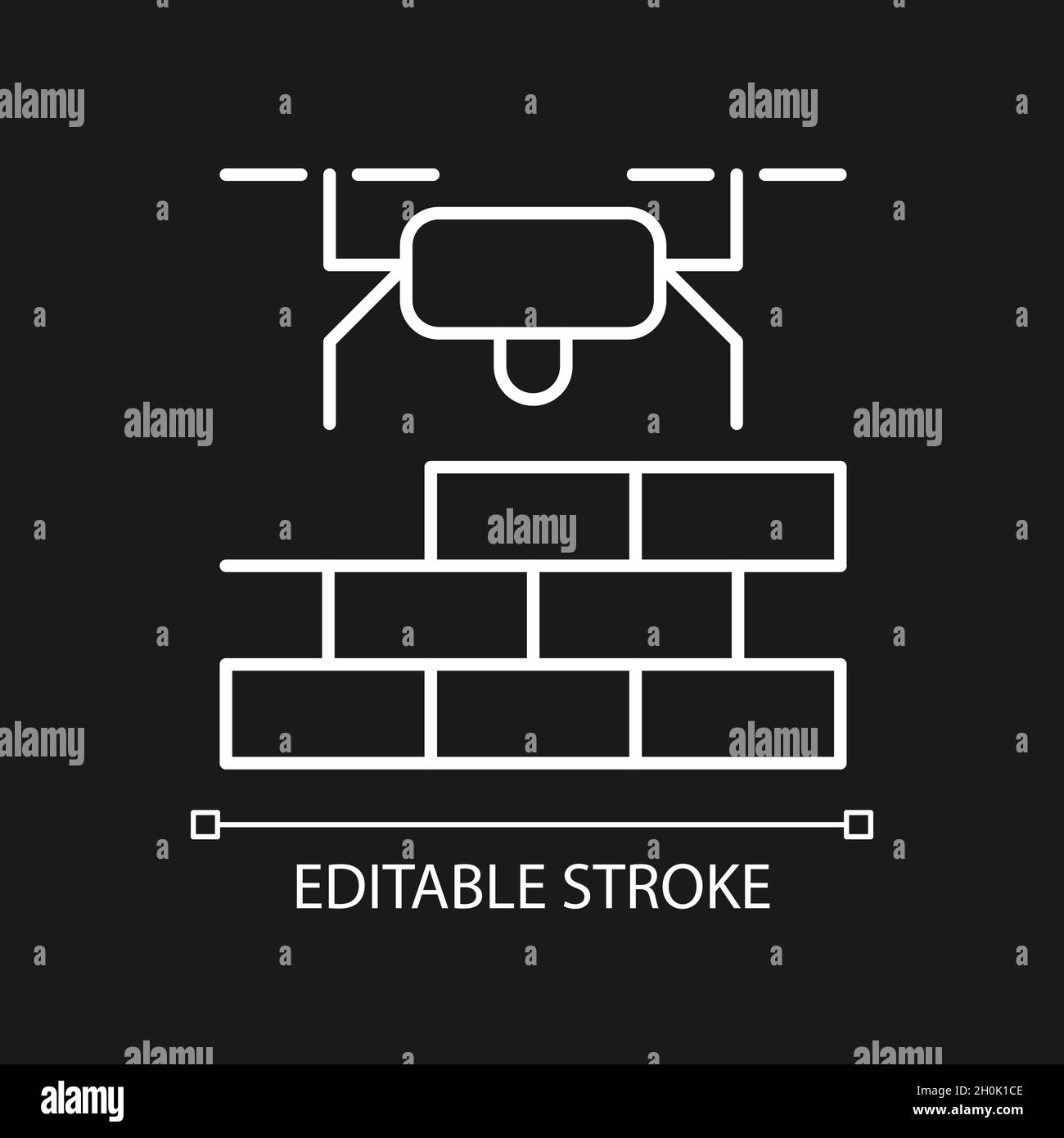 Drones for construction white linear icon for dark theme Stock Vector ...