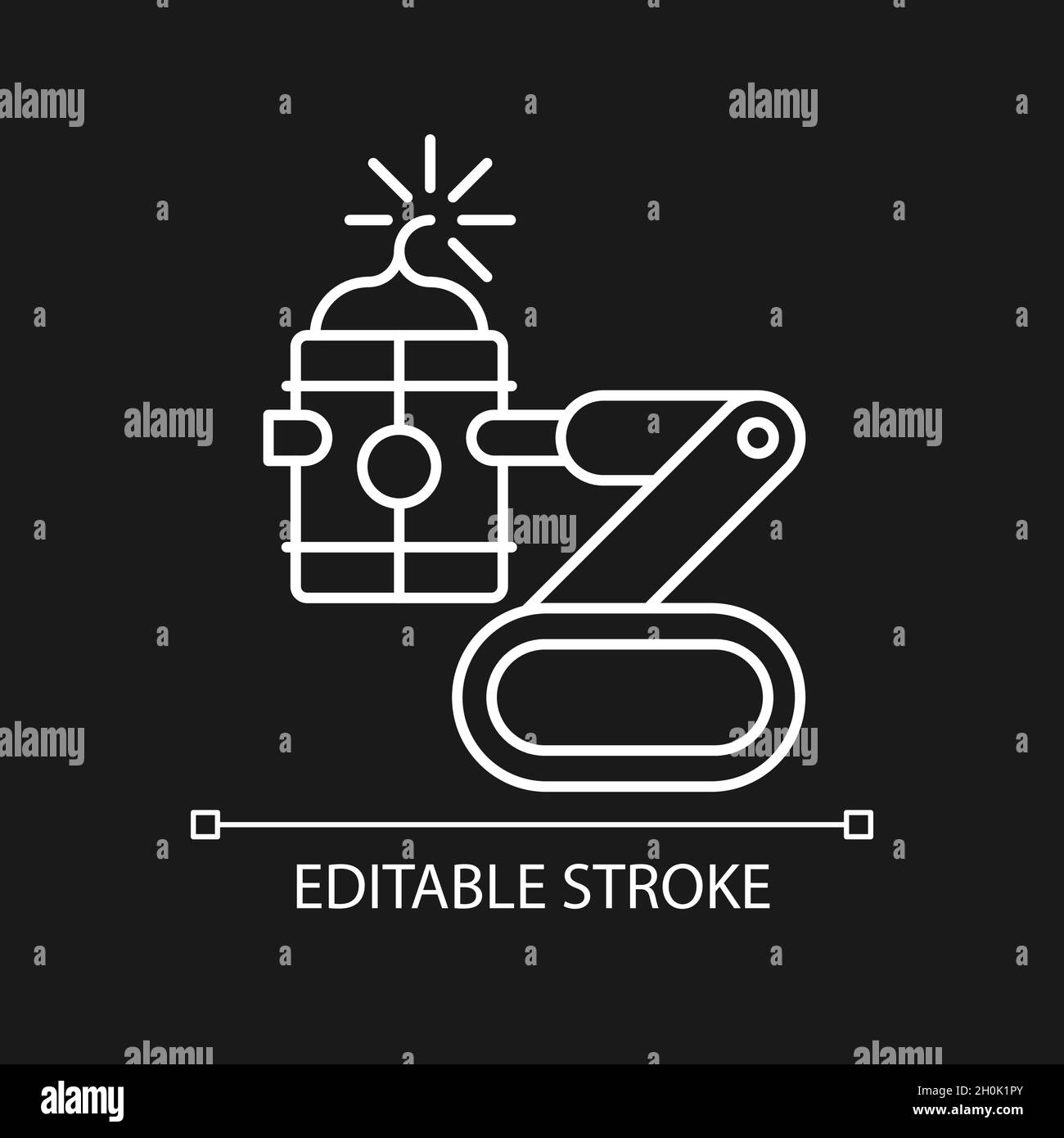 Bomb defusing robots white linear icon for dark theme Stock Vector ...