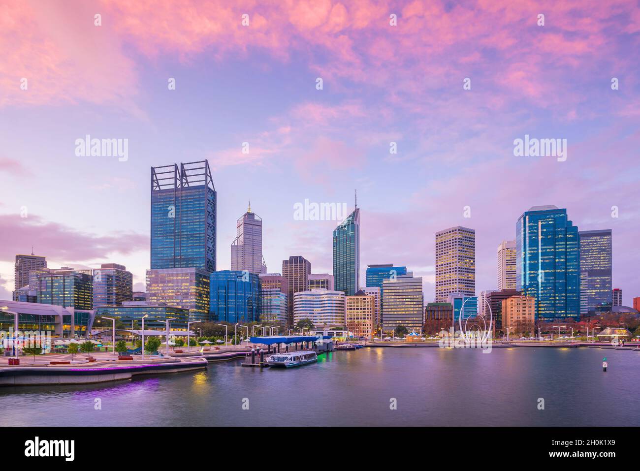 Downtown Perth skyline in Australia at twilight Stock Photo - Alamy