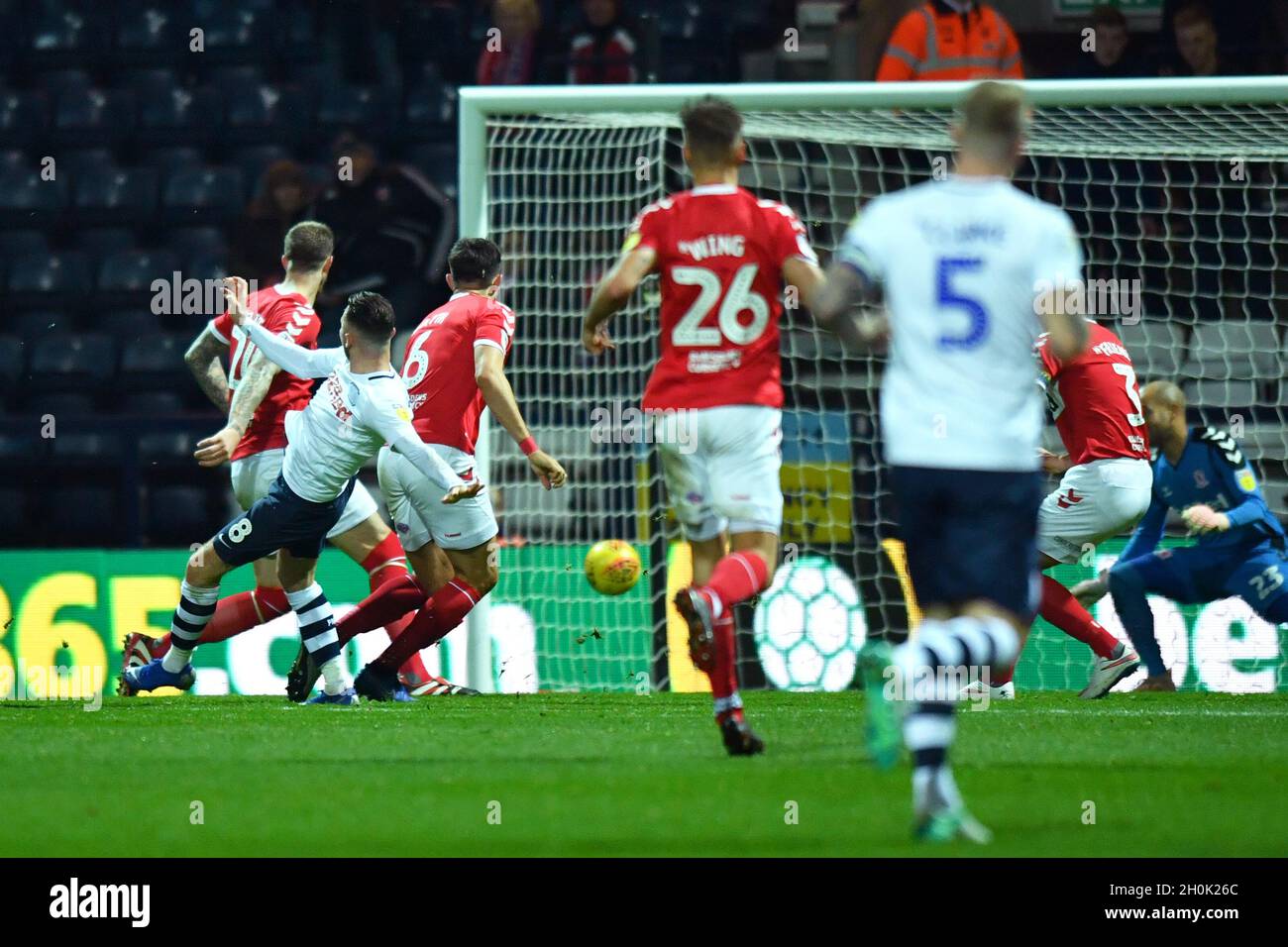 Preston North End's Alan Browne scores his side's first goal of the ...