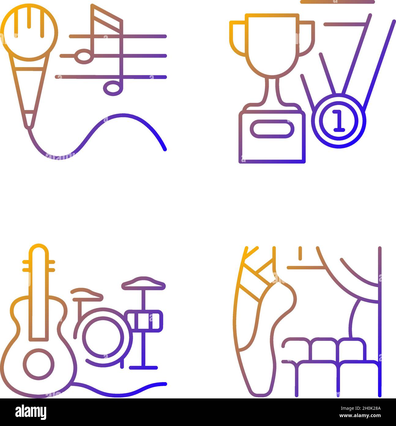Hobby and leisure gradient linear vector icons set Stock Vector Image ...