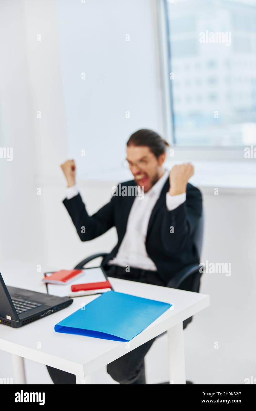 businessman work in the office in front of a laptop executive Stock ...