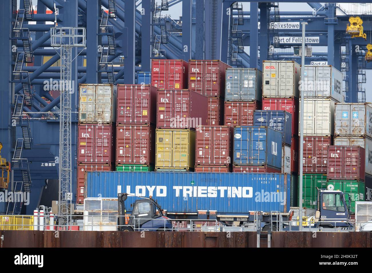 Felixstowe Suffolk, UK. 13th Oct, 2021. Port of Felixstowe in Suffolk ...