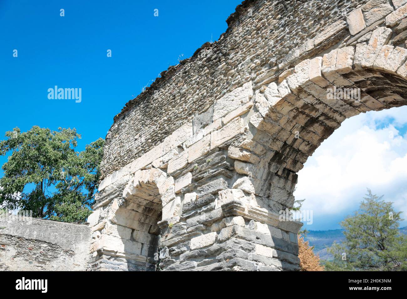 Susa, Segusium, with its historical arc of Augustus and roman ruins, in ...