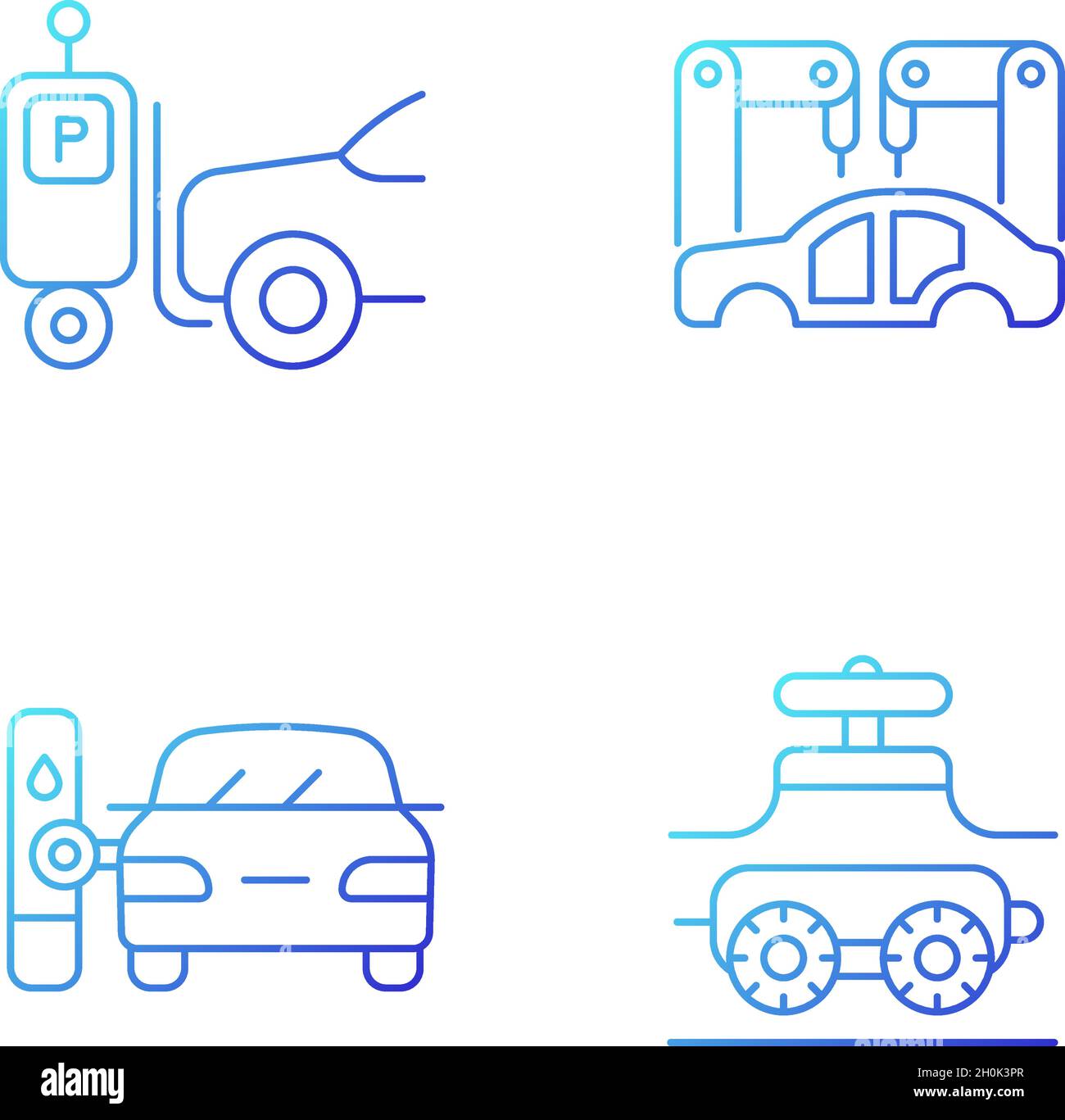 Automation in automobile industry gradient linear vector icons set ...