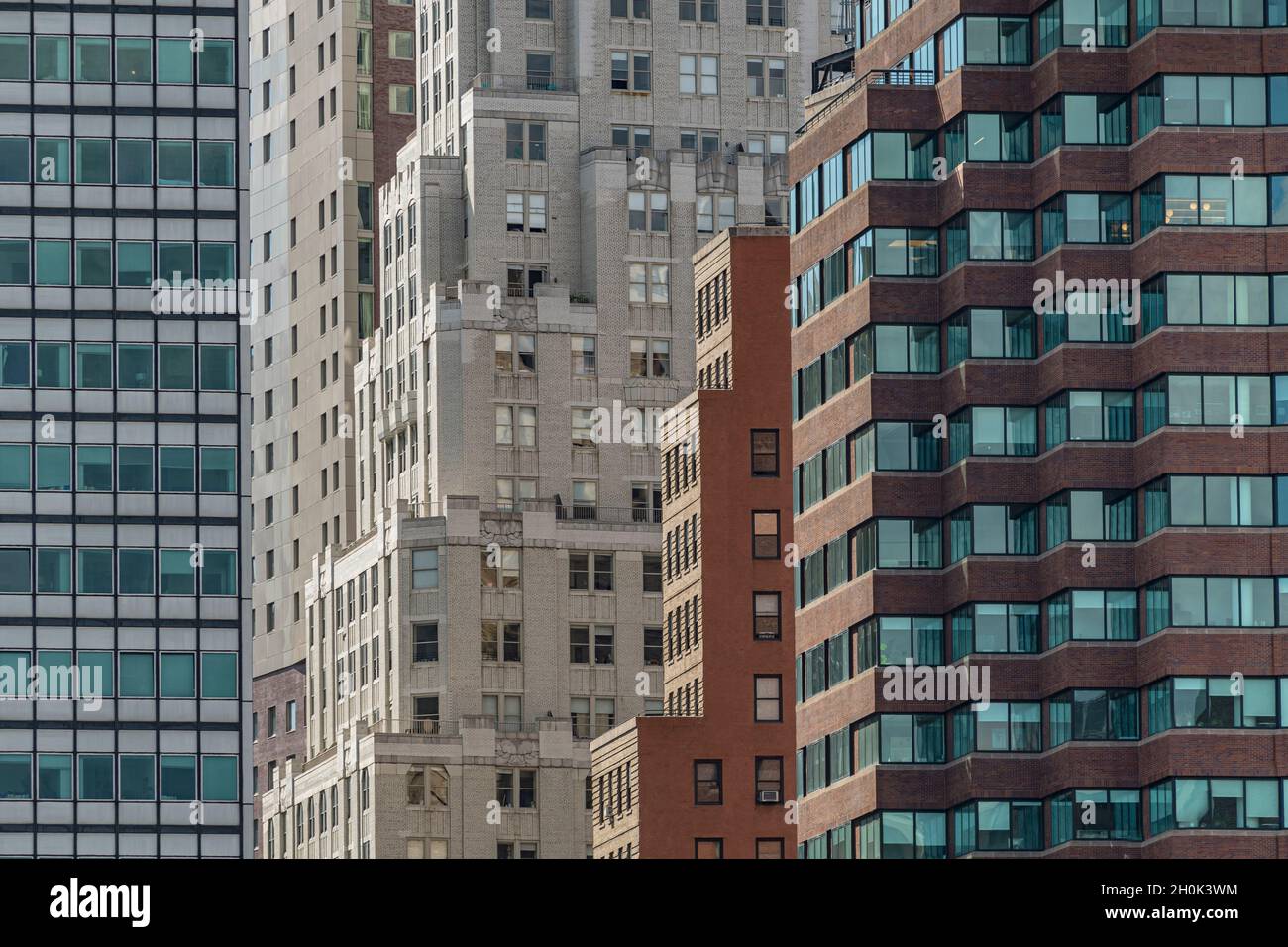 Abstract view of multiple apartment buildings in New York City, USA ...