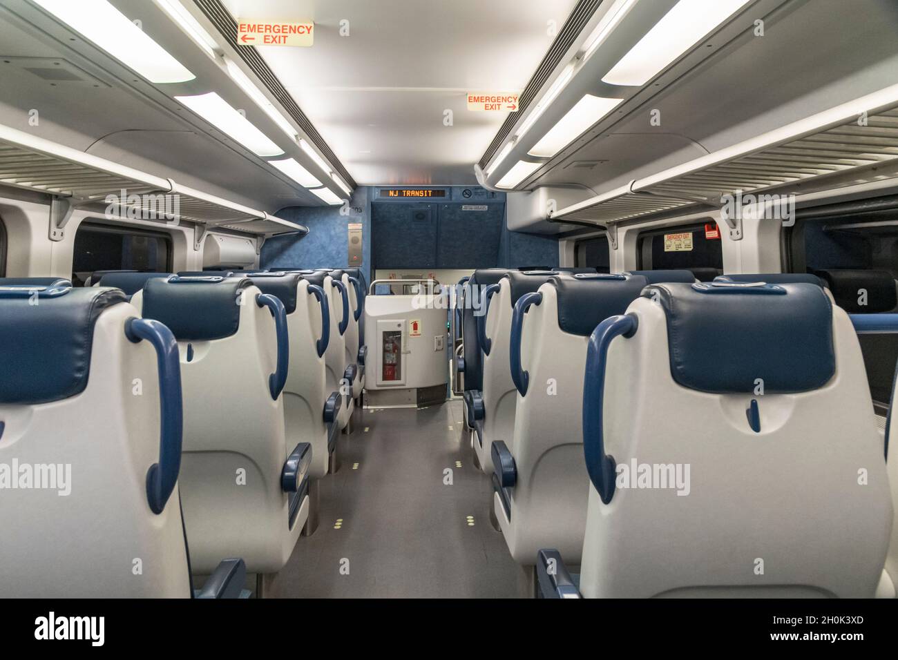 Empty commuter train at night, New Jersey USA Stock Photo - Alamy