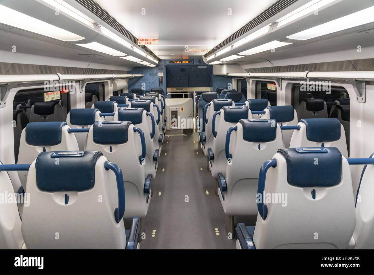 Empty commuter train at night, New Jersey USA Stock Photo - Alamy