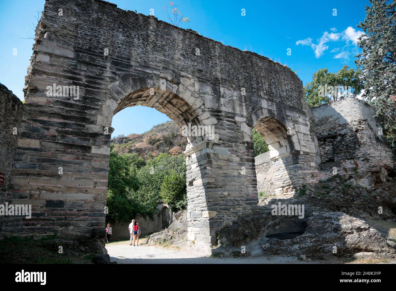 Susa, Segusium, with its historical arc of Augustus and roman ruins, in ...