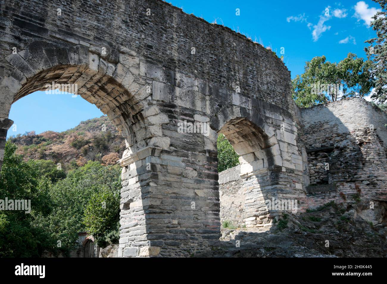 Susa, Segusium, with its historical arc of Augustus and roman ruins, in ...