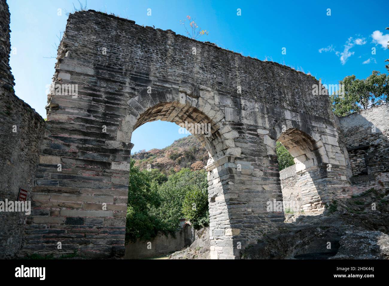 Susa, Segusium, with its historical arc of Augustus and roman ruins, in ...