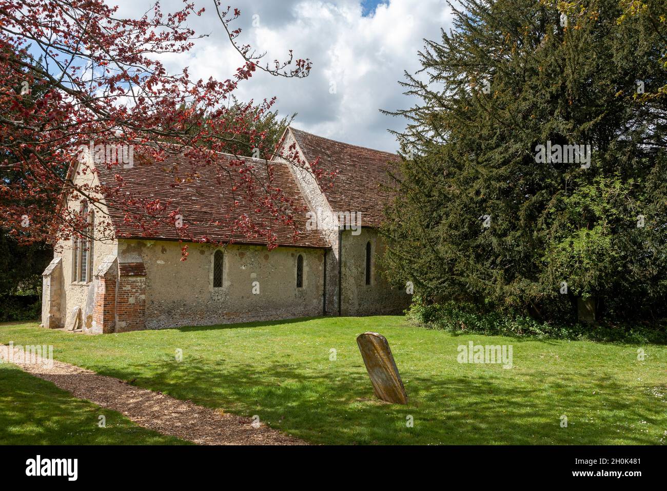 The little 13th century church of St. Michael, Up Marden, South Downs ...