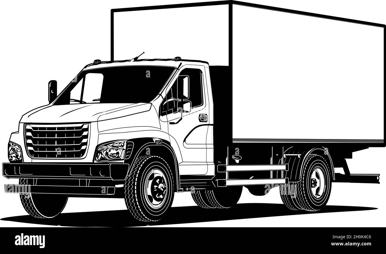 Vector truck outline template isolated on white. Available EPS-8 ...