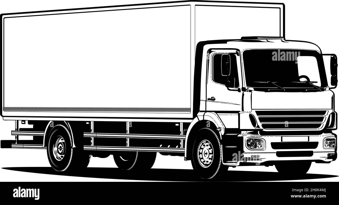 Vector truck outline template isolated on white. Available EPS-8 ...
