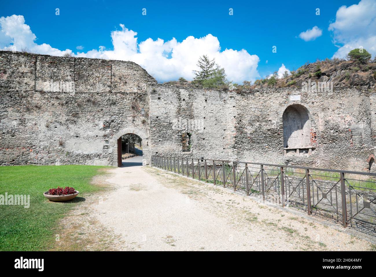 Susa, Segusium, with its historical arc of Augustus and roman ruins, in ...