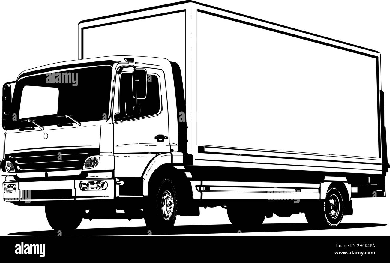 Vector truck outline template isolated on white. Available EPS-8 ...