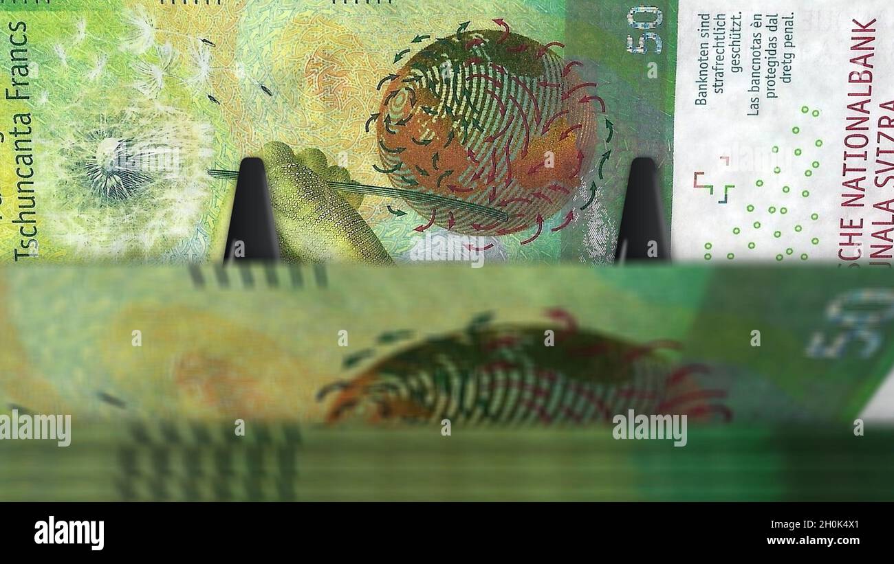 Swiss Franc money pack 3d illustration. CHF banknote bundle stacks ...