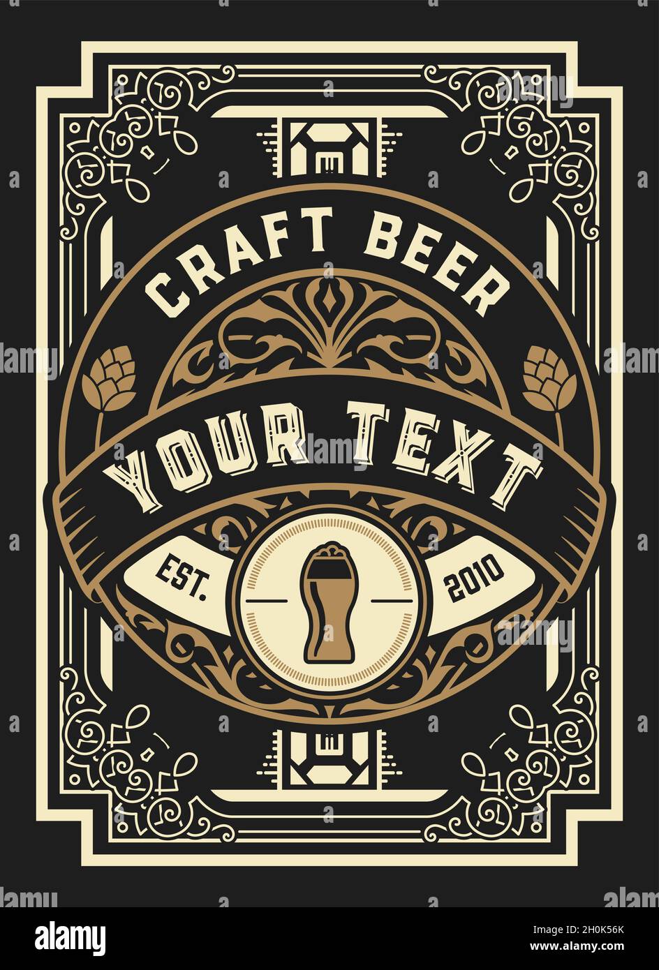 Beer label with old frames Stock Vector Image & Art - Alamy