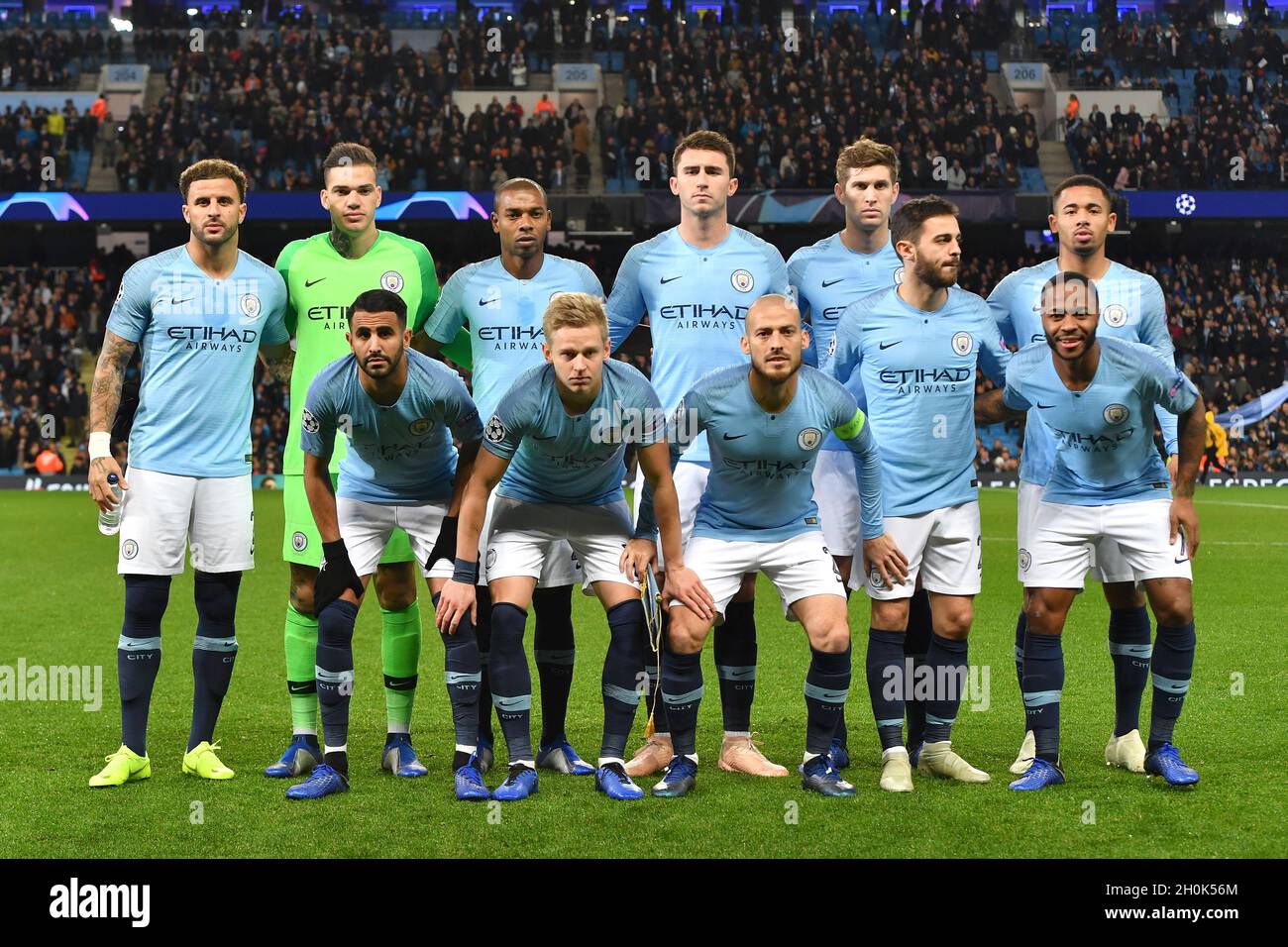 Manchester City line up prior to kick-off Stock Photo - Alamy